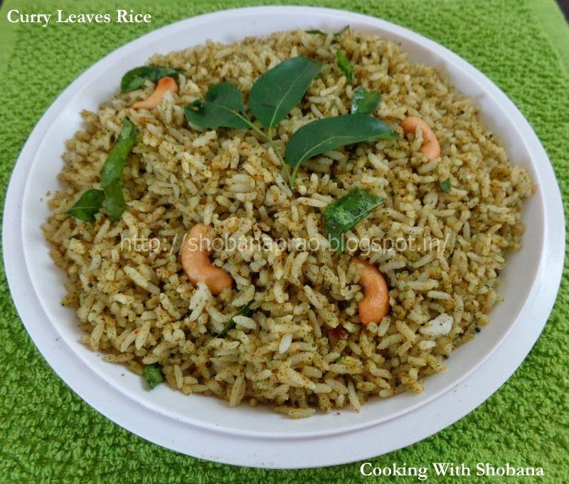 Cooking With Shobana : CURRY LEAVES RICE