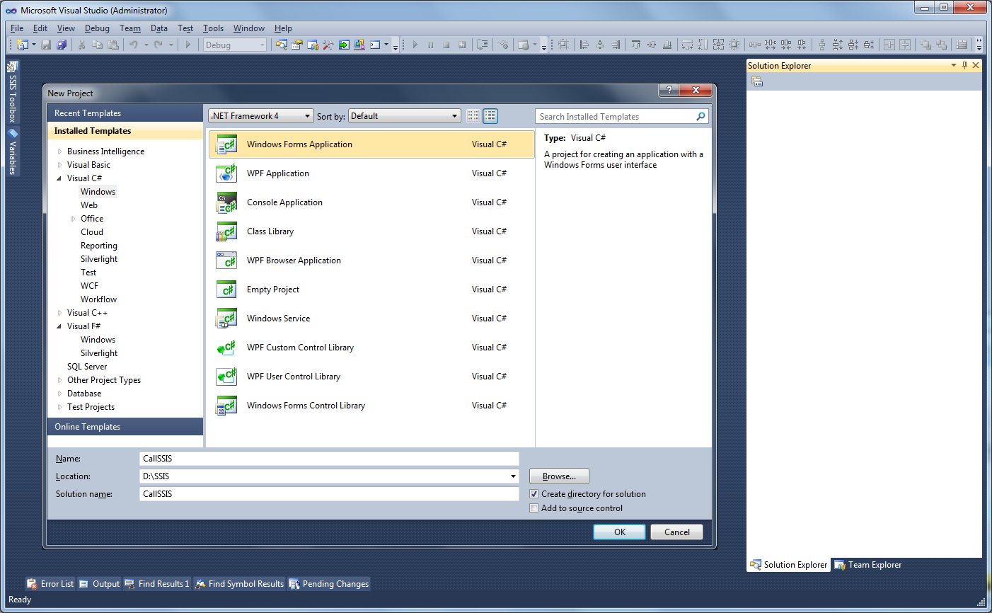 Microsoft Sql Server Integration Services Call Ssis 2012 Package Within Net Application Part 1 7251