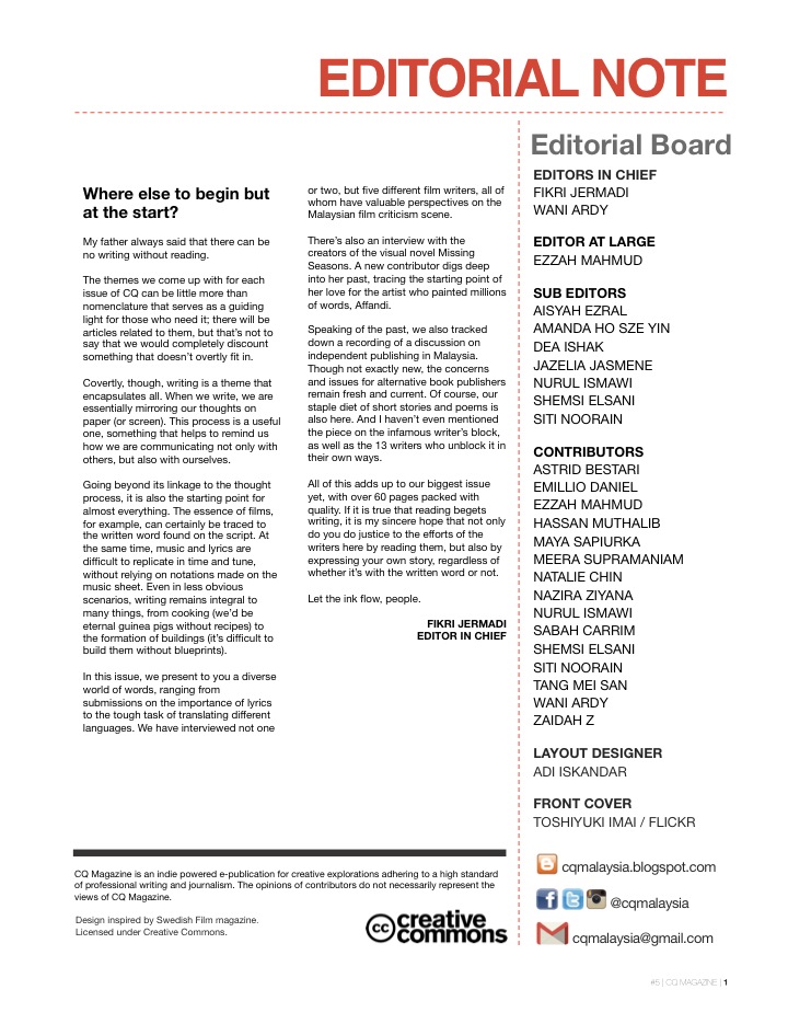 Editorial Note by Fikri Jermadi: