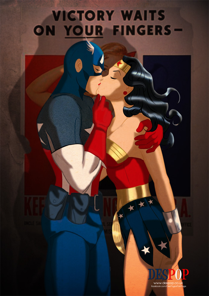Captain America And Wonder Womans Secret Kiss By Des Taylor Despop