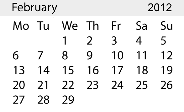 Calendar February 2012 - prntbl.concejomunicipaldechinu.gov.co