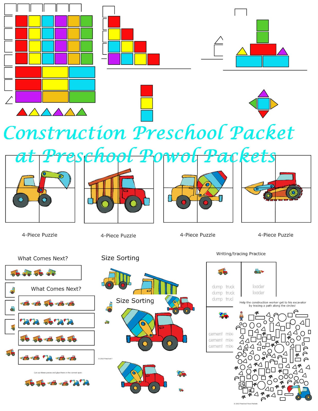 Construction Preschool Packet {3 DAY FREEBIE!!} | Preschool Powol Packets