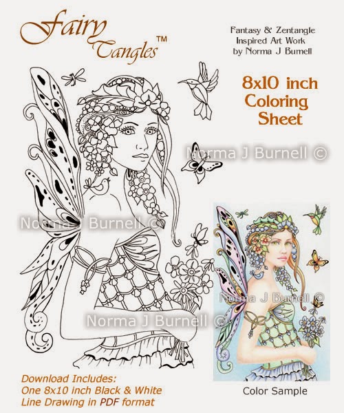 Fairy Tangles: New 8x10 Inch Coloring Sheet - Forget-Me-Not - Fairy ...