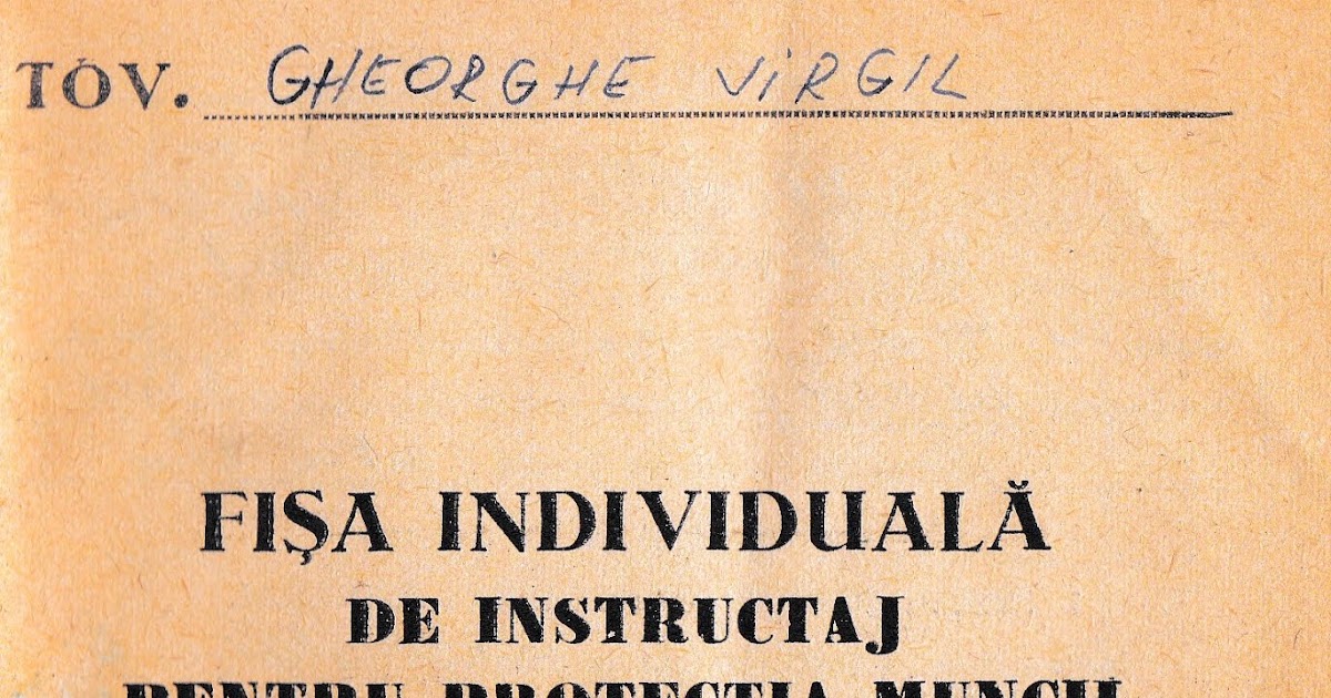 Imi pasa: Fișa individuală de instructaj pentru protecția muncii