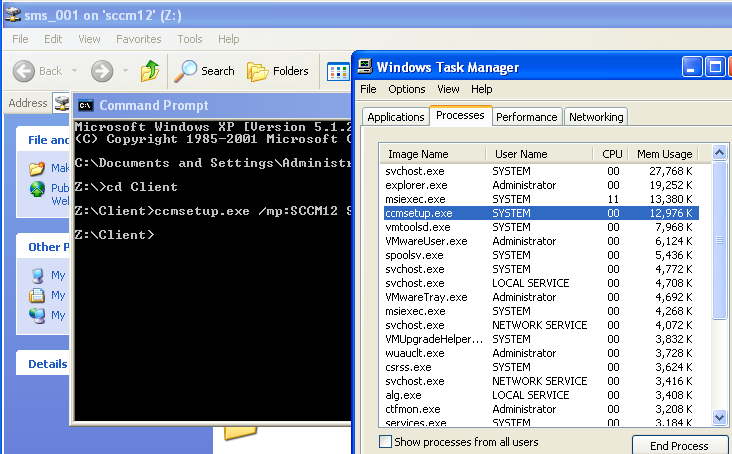 WIKI style faq IT knowledge base: SCCM 2012 client installation on XP