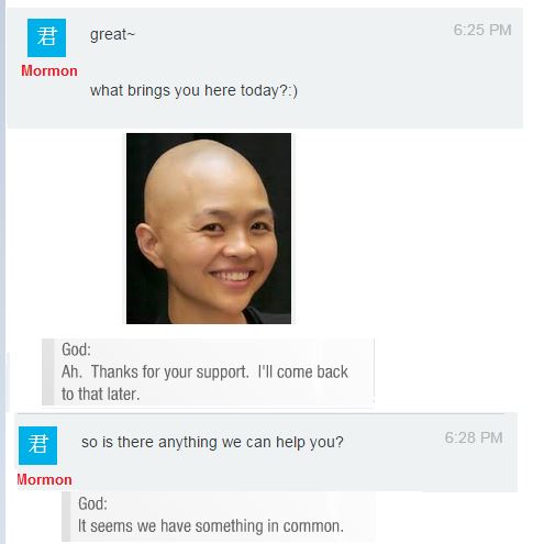 Conversations with iGod: iGod Vs the Asian Mormons, Round 1