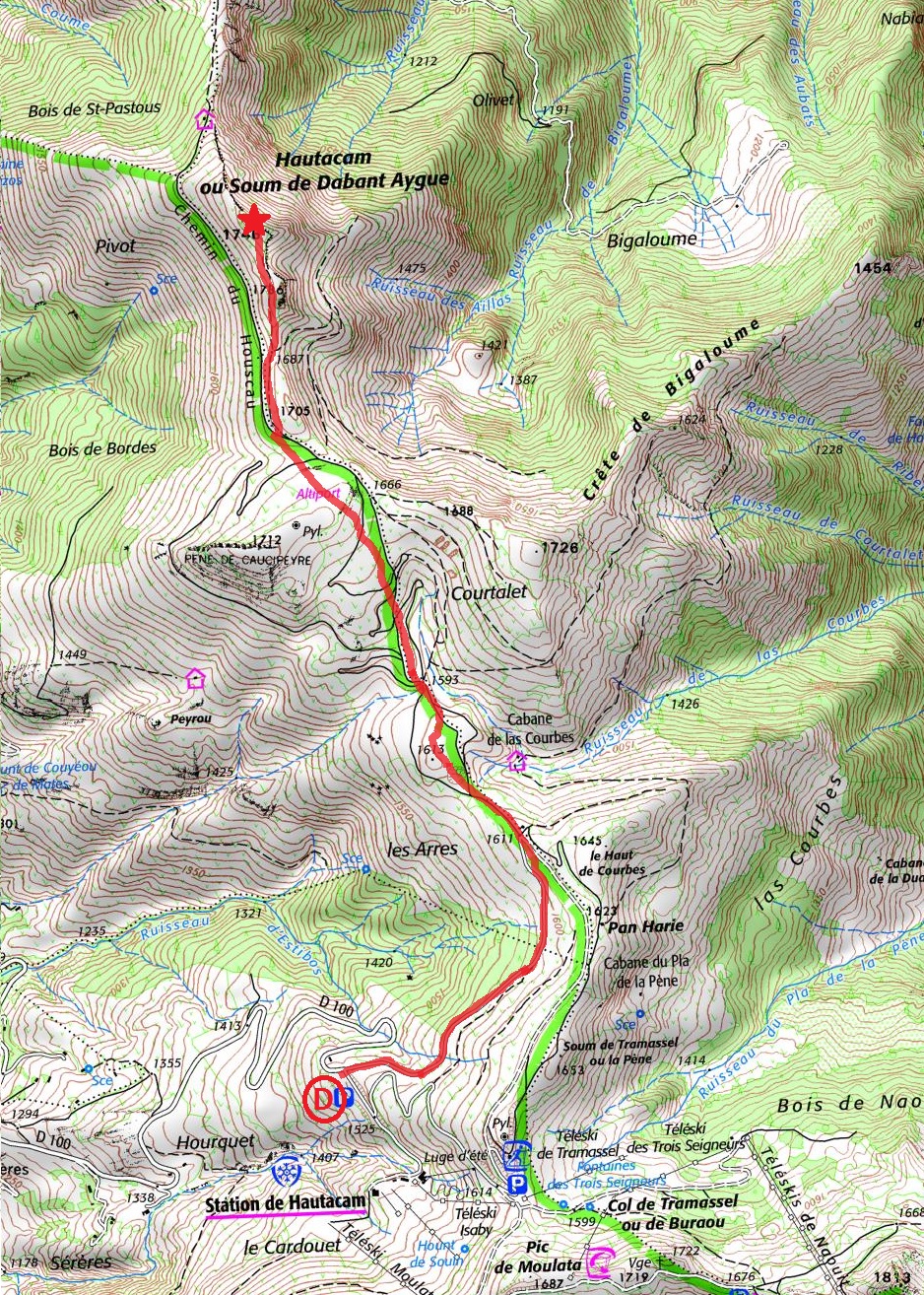 Pic Hautacam, 1746m, en raquettes, depuis la station (Hivernal).