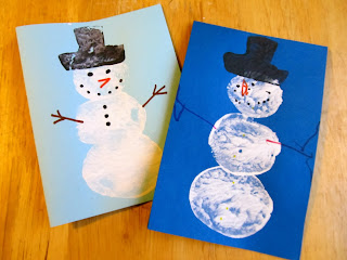 Kitchen Floor Crafts: Potato Print Snowmen