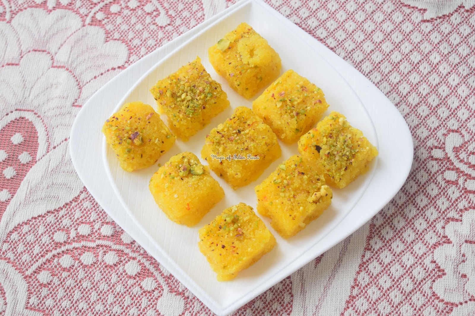 Fresh Nariyal Kesar Barfi Recipe - Kesar Mawa Kopra Pak | Magic of ...
