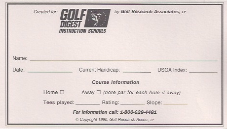 Gone Golf'in or Gone Photograph'in: Generic Scorecards