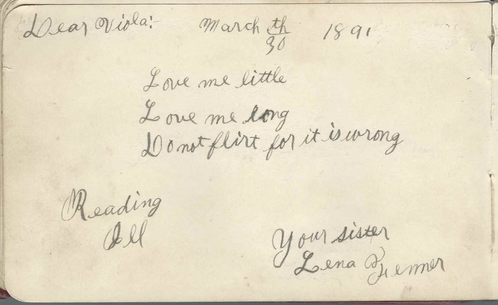 Heirlooms Reunited: 1886-1899 Autograph Album of Viola Jane Fenner of ...