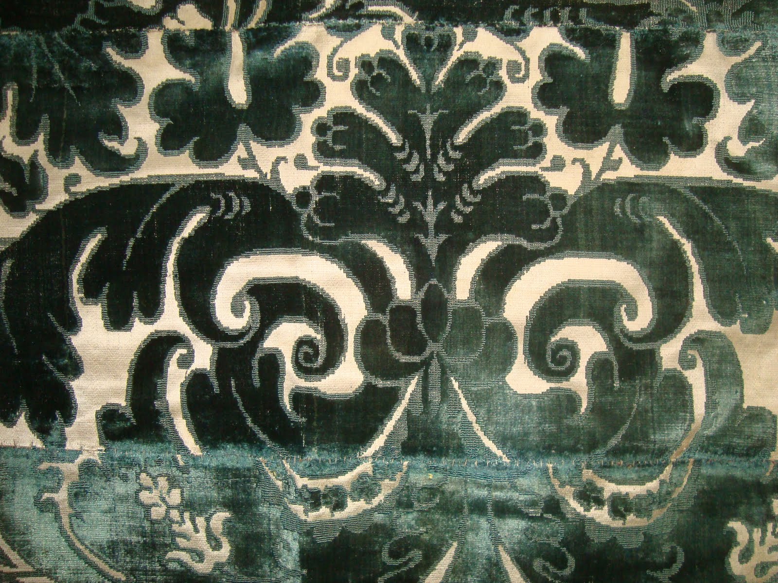 Interesting Antique Textiles: 18th century silk & 2 17th century velvets