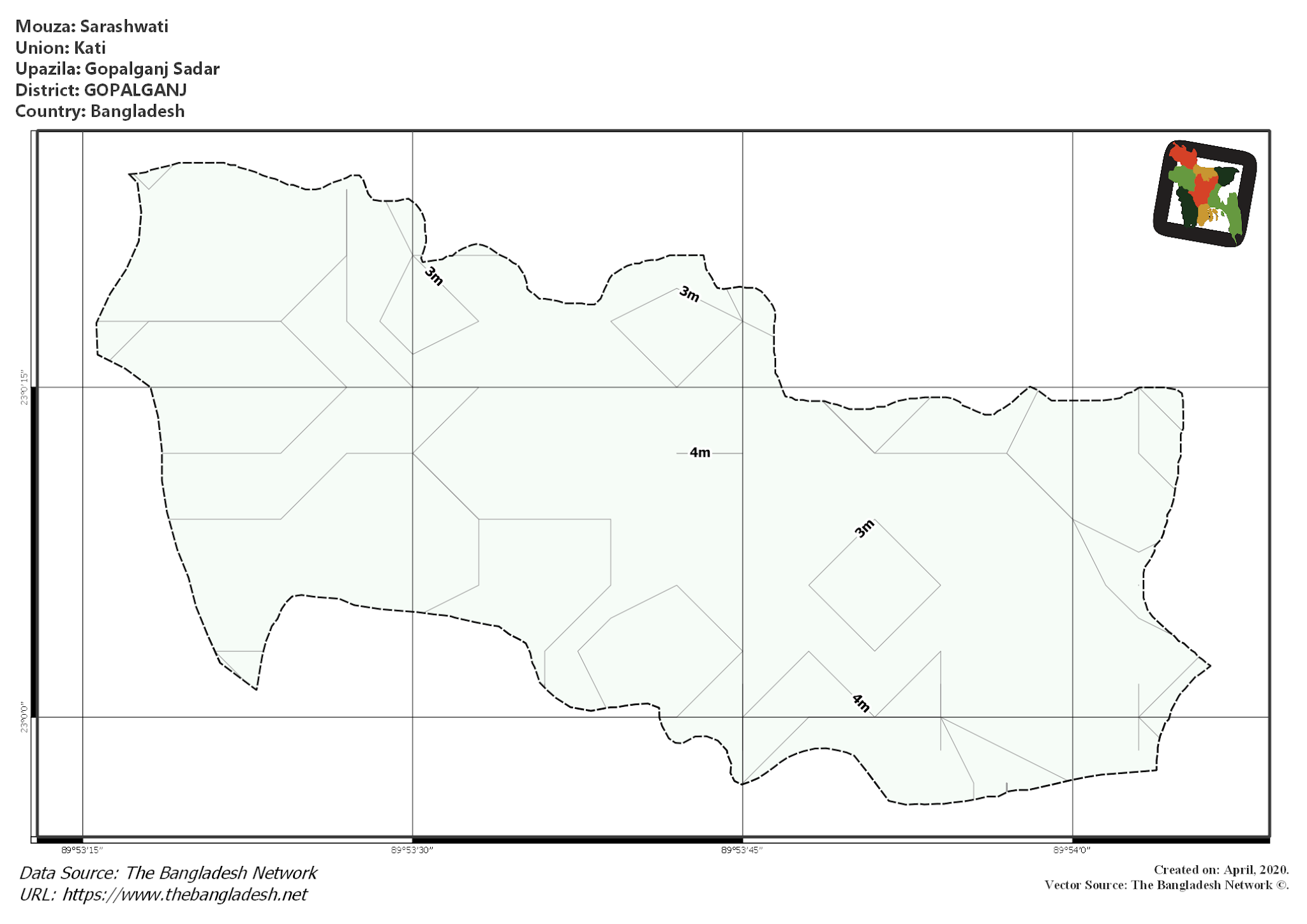 Map of Sarashwati Mouza, Gopalganj Sadar, Gopalganj