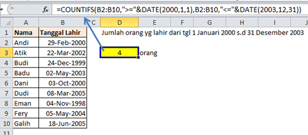 Contoh Rumus Excel Praktis: Menghitung Data Antara Dua Tanggal