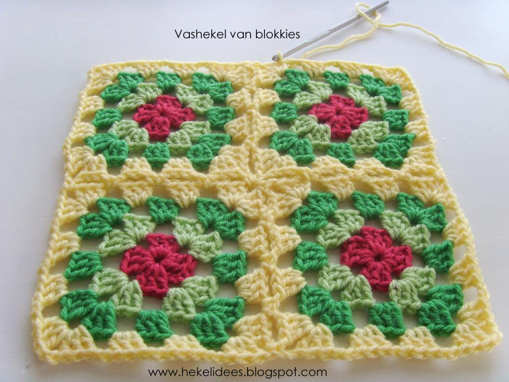 Hekel Idees: Tutoriaal: Vashekel van blokkies: Ouma se manier.