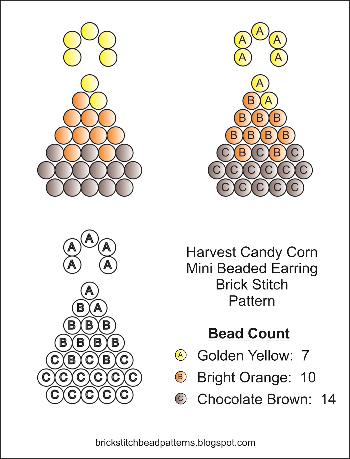 Brick Stitch Bead Patterns Journal: Super Cute Mini Harvest Candy Corn ...