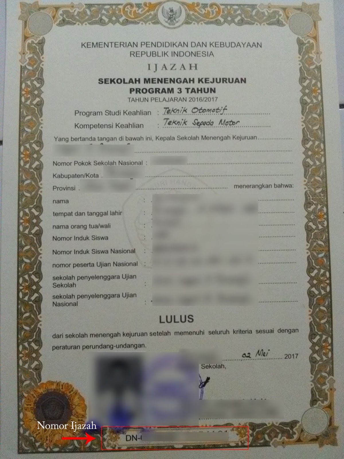 Letak Nomor Ijazah SD, SMP, SMK/SMA/Sederajat Serta Arti Kode Ijazah dan Cara Penulisan Ijazah ...