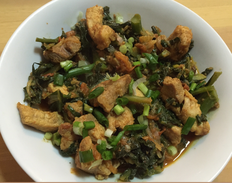 cocoadose: Pork and Rape leaves (Sungur ko masu ra tori ko sag)