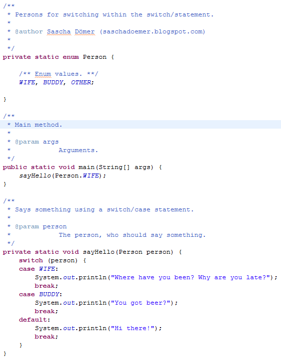 Sascha Dömer: Java 7 - Switch/Case Statements jetzt auch mit String-Werten Sascha Dömer: Java 7 - Switch/Case Statements jetzt auch mit String-Werten