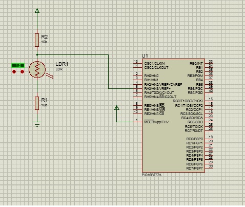 PIC PROJECTS : Interfacing LDR To PIC16F877a