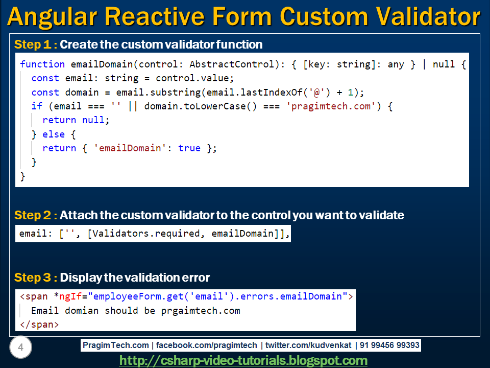 Sql Server Net And C Video Tutorial Angular Reactive Form Custom Validator Slides 0823
