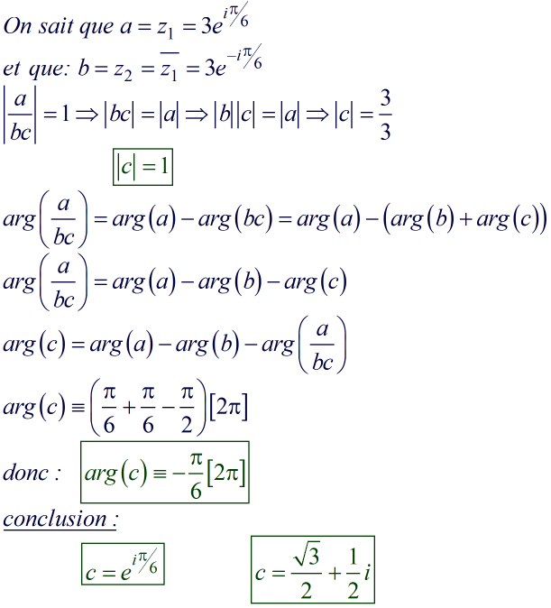 Complexes. Equation du 3ème degré dans C; triangle, cercle.