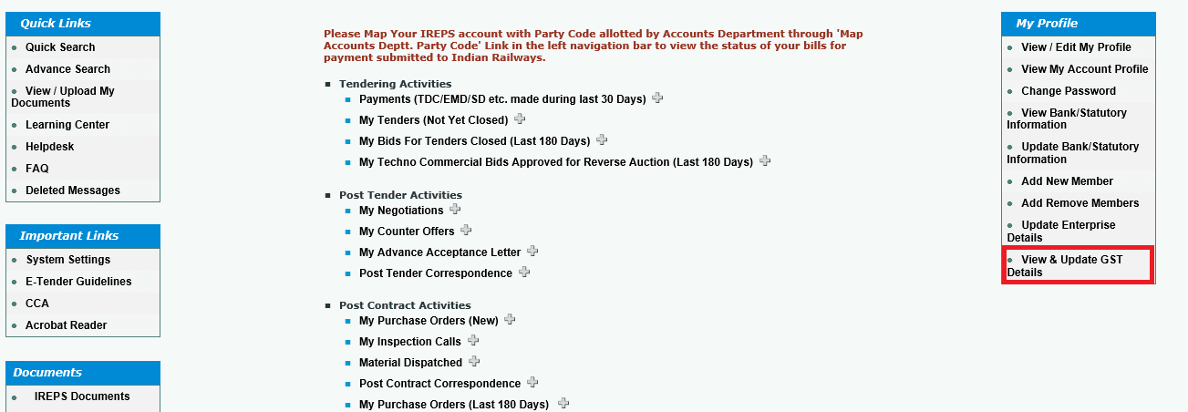 How to Update GST Details on IREPS Website - eTenders Info