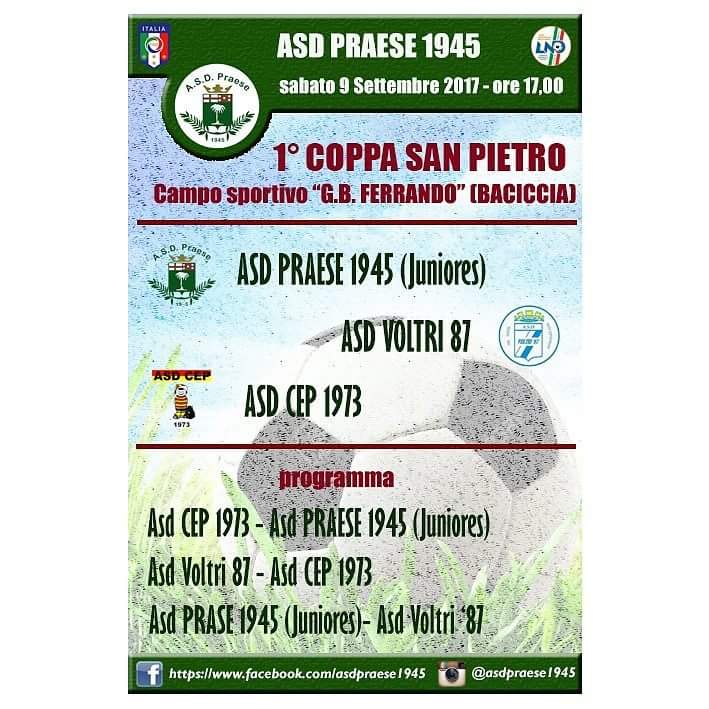 A.S.D. PRAESE 1945 - OFFICIAL BLOG: 1° Coppa SAN PIETRO