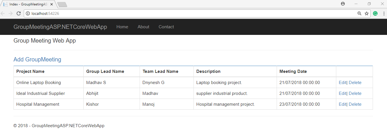 Crud Operation In Asp Core 2 0 With Razor Pages Using Ado