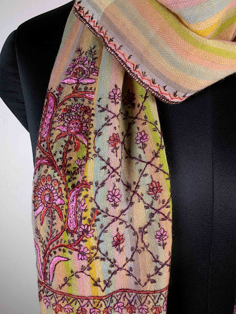 Handmade Scarves and Stoles: Hand Embroidered Pure Wool Pashmina Stole ...