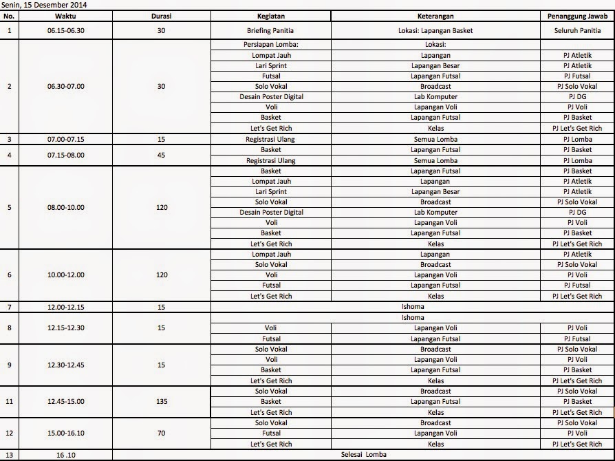 INFO CLASSMEETING 2014