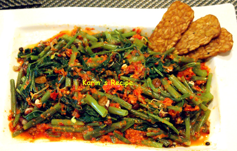 Karin's Recipe: Pelecing Kangkung (Spicy Vegetable Salad)