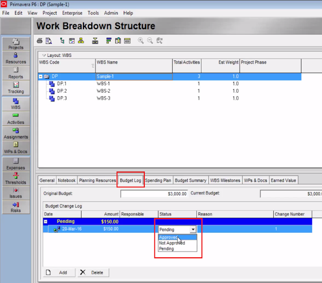 Primavera P6 Tutorial : Chapter 2.5 : Budgets