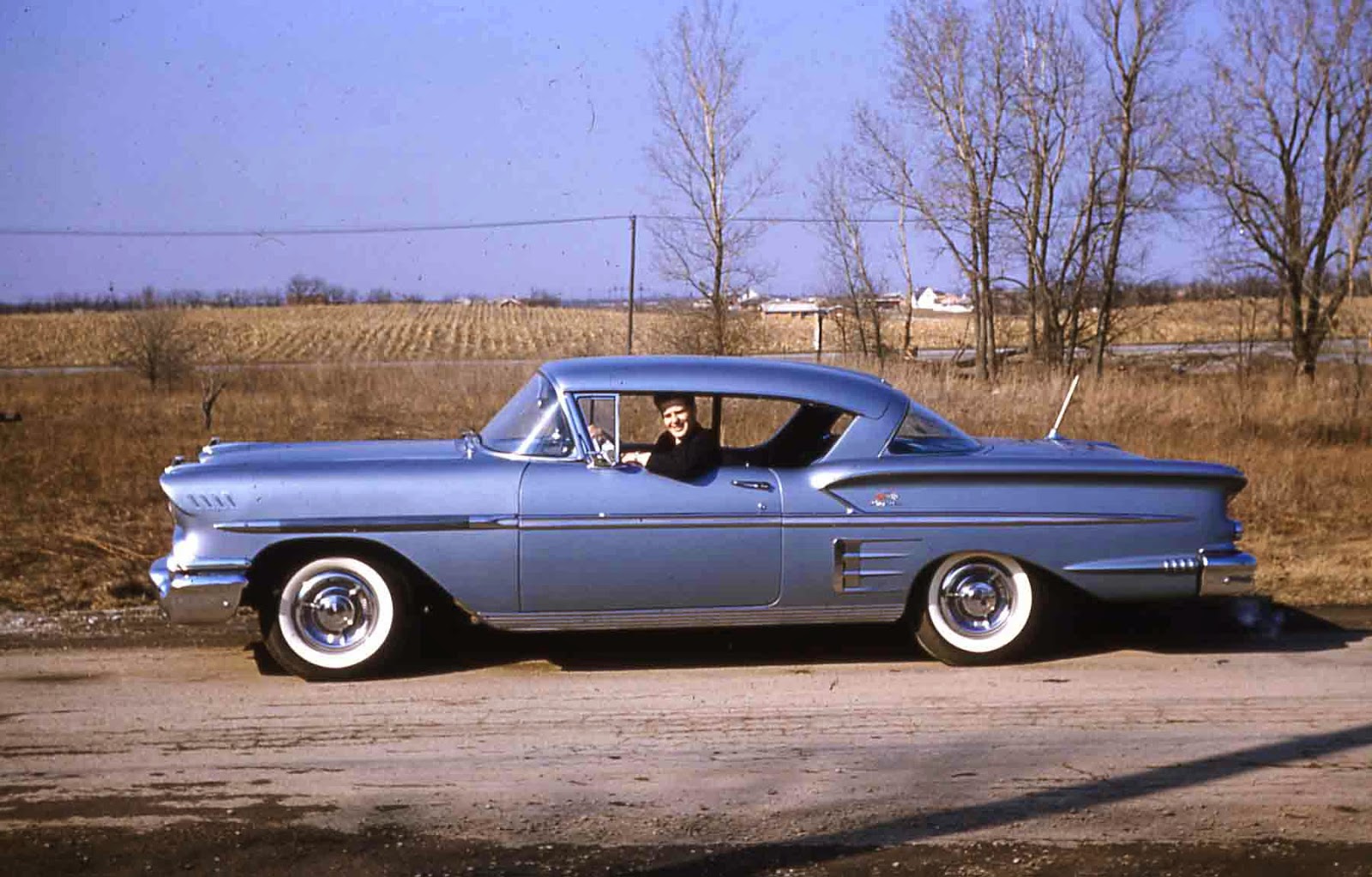 Beautiful Chevrolet Impala Silver Blue in the Summer of 1958 ~ Vintage ...