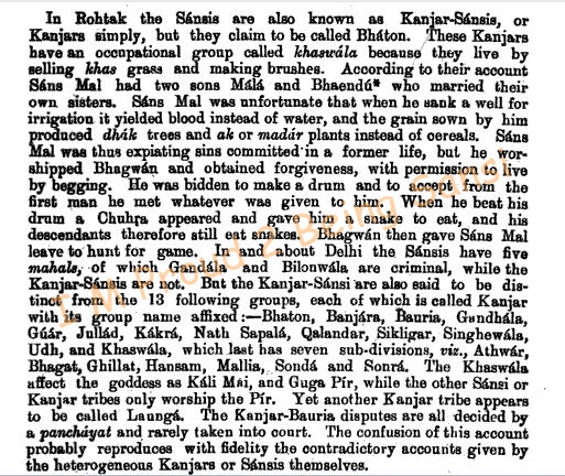 History Of SANSI CASTE Acc. To Glossary of Tribe - Sansi World
