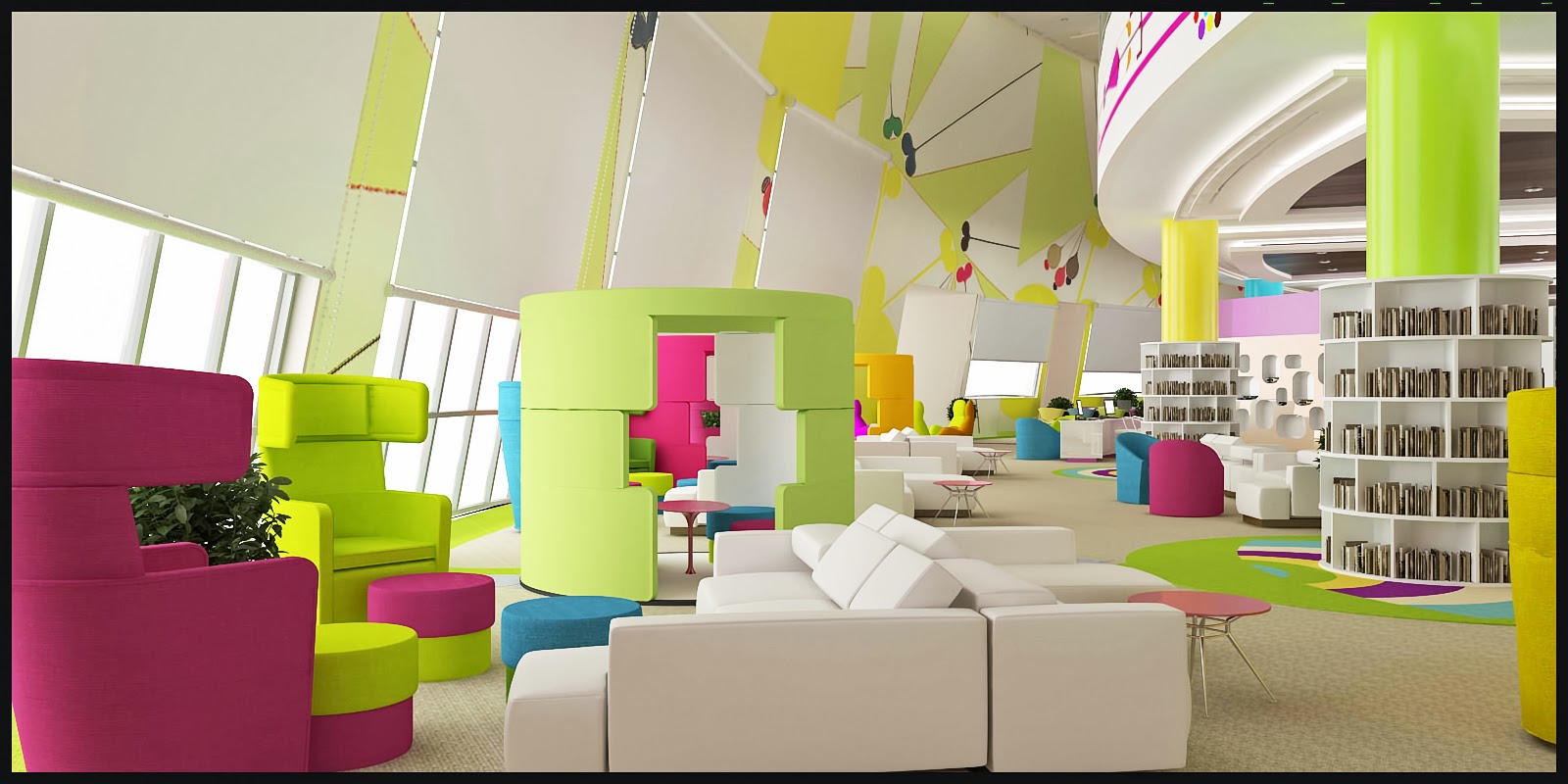 3D Visual Designs: Library Kids Interior - 03