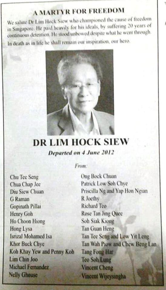 Singapore Rebel : Tributes to Dr Lim Hock Siew
