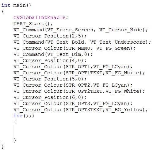Electronics Blog: Cypress PSoC VT100 Code Example