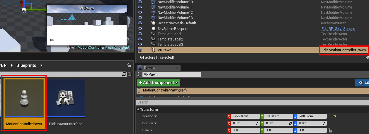 I touchs: Unreal: VR Template