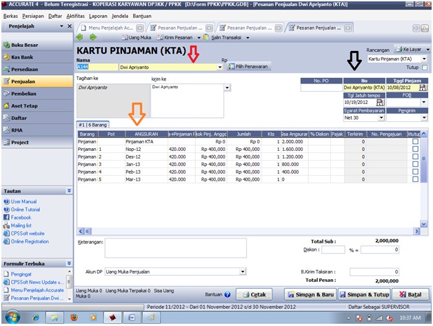 Software Accurate Accounting: Cara Membuat Table Angsuran Piutang ...