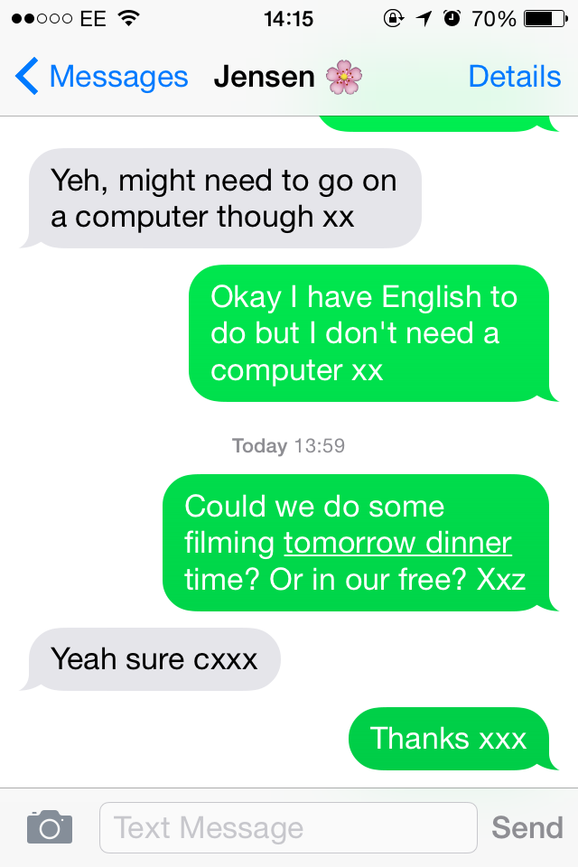 A2MediaStudies: text message screen shots