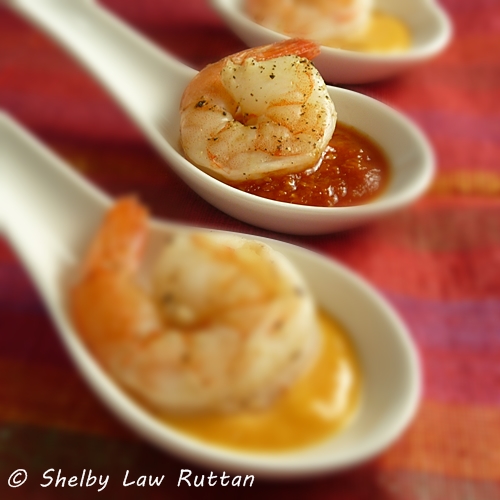 Roasted Shrimp Tasting Spoons with Two Sauces - Grumpy's Honeybunch