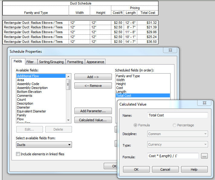 Revit Oped Schedule Concepts Calculated Values And Headers Revit Forum
