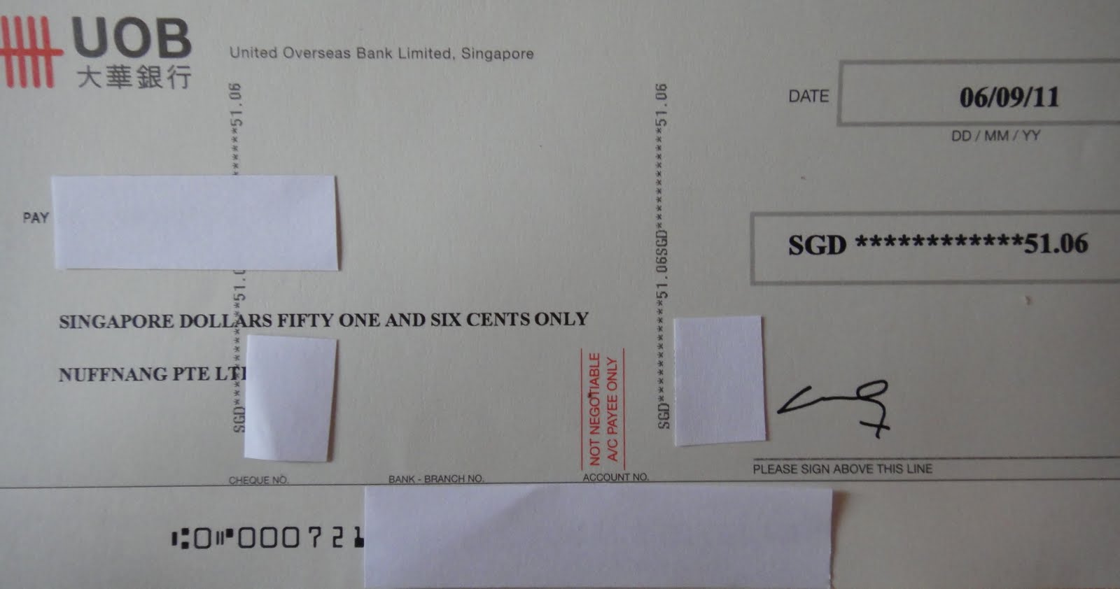My First Cheque from Nuffnang!