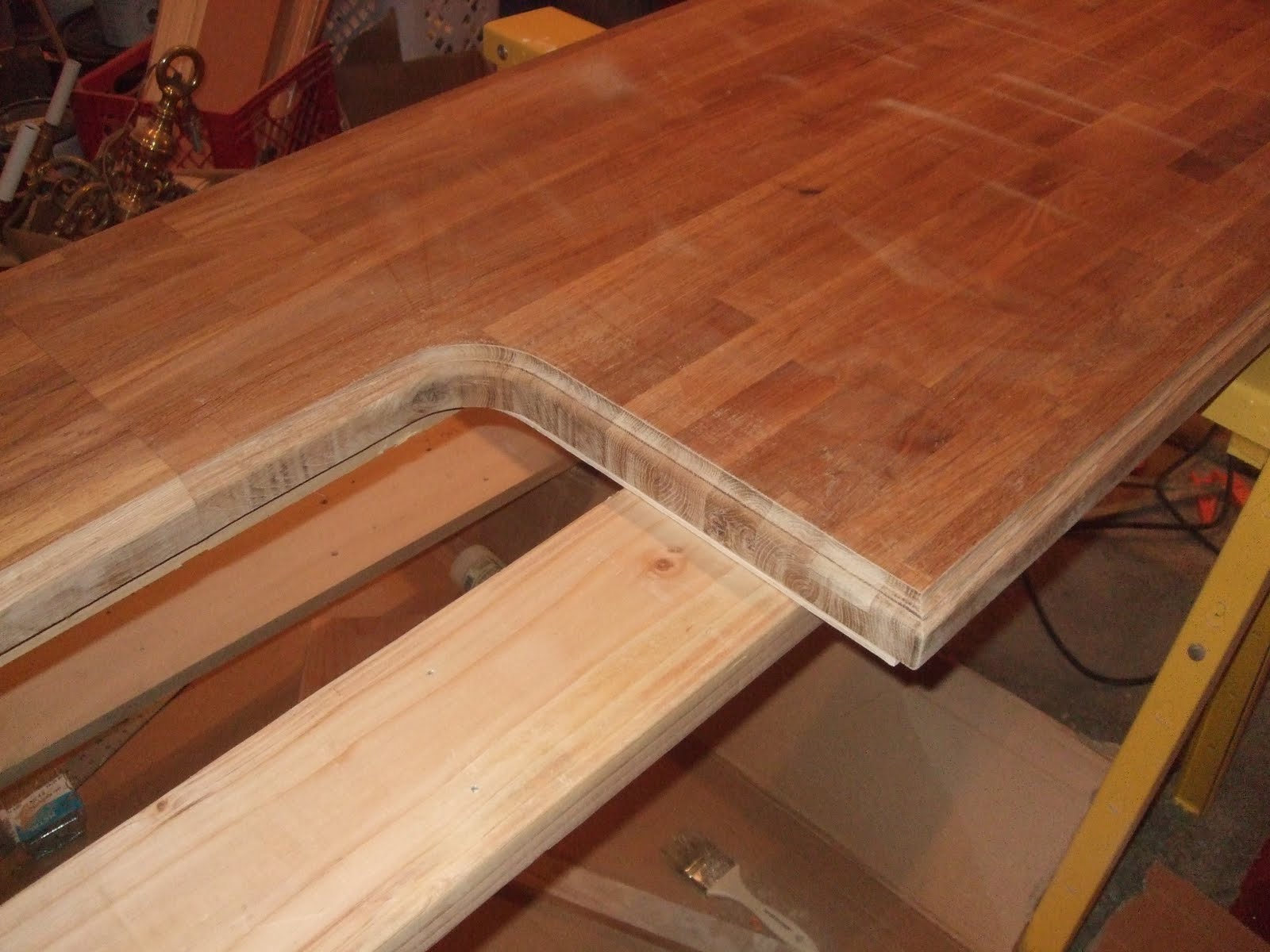 The Smiths: Wood countertop routed and stained