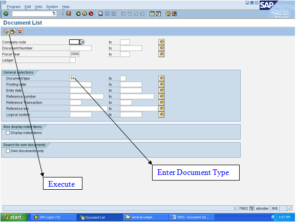 Free SAP Training Manuals: T Code- FB03 : SAP FI USER MANUAL Document ...