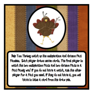 Turkey Multiplication Fact Families - Classroom Freebies