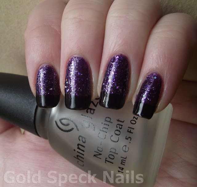 Gold Speck Nails: Voodoo Violet & Evening Seduction Funky French.