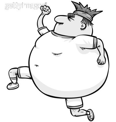 Fat Guy Running Drawing Sketch Coloring Page