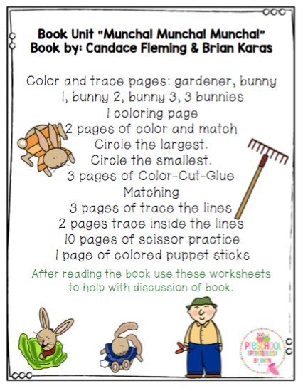 Muncha! Muncha! Muncha! Book Unit ~ Preschool Printables